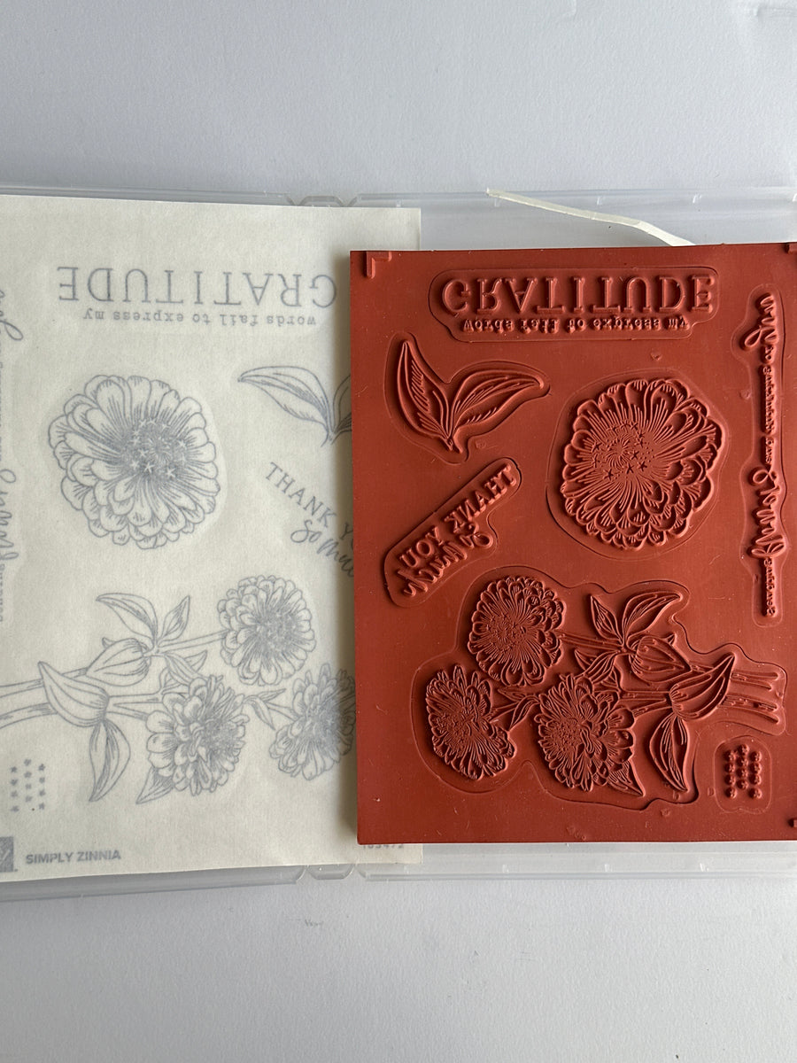 Simply Zinnia Bundle | Retired Cling Mount Stamp Set and Dies | Stampi – Kylie's Store